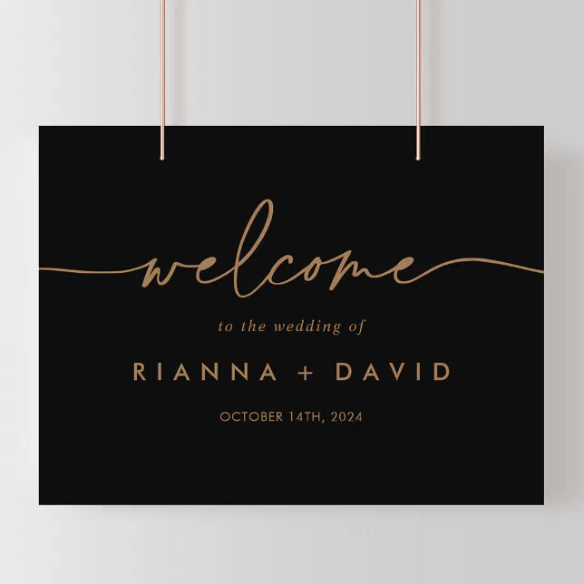Black Gold Classic Wedding Welcome Sign | Zazzle