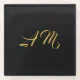 Black Gold Colors Monogram Initial Calligraphy Glass Coaster | Zazzle