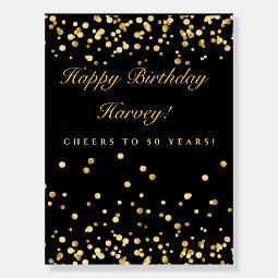 Black & Gold Confetti Happy Birthday Foam Board | Zazzle
