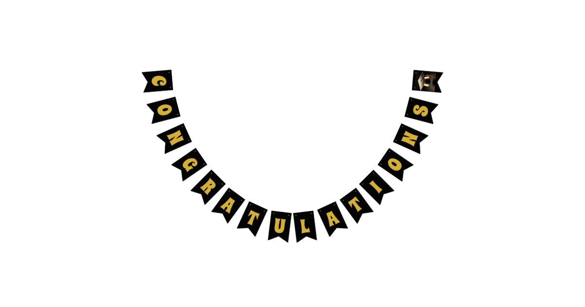 Black & Gold "Congratulations" Bunting Banner | Zazzle