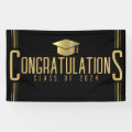 Black & Gold Congratulations Class Of Graduation Banner | Zazzle