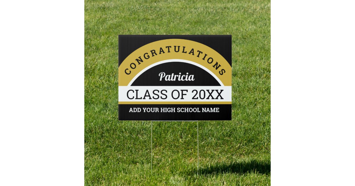 Black Gold Congratulations Graduate Class of 2020 Sign | Zazzle