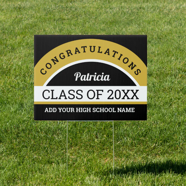 Black Gold Congratulations Graduate Class of 2020 Sign | Zazzle