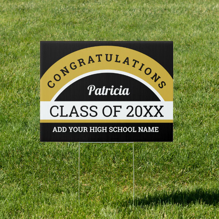 Black Gold Congratulations Graduate Class of 2020 Sign | Zazzle