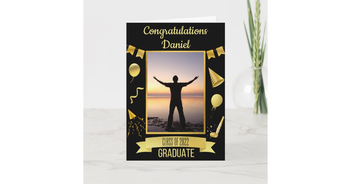 Black & Gold Congratulations Graduation Card | Zazzle