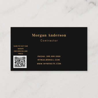 Black gold construction cranes contractor QR code Business Card | Zazzle