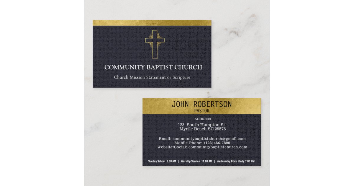 Black Gold Cross Elegant Church Business Cards | Zazzle