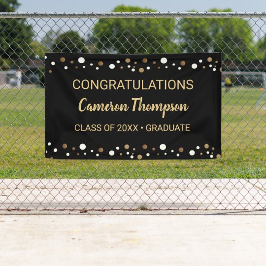 Black Gold Custom Congratulations Graduation Banner | Zazzle.com