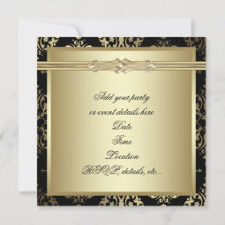 Black Gold Damask Party Invitations | Zazzle