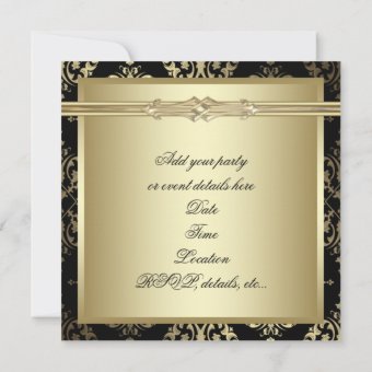 Black Gold Damask Party Invitations | Zazzle