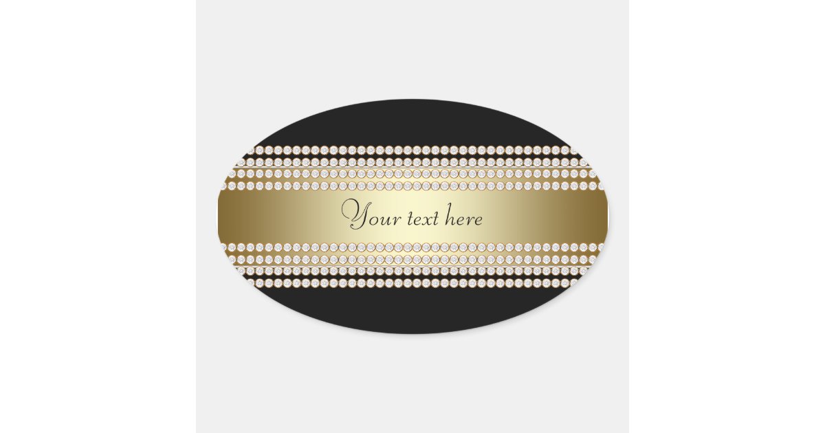 Black Gold Diamond Oval Sticker | Zazzle