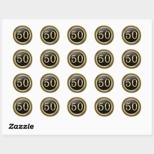 Black And Gold Diamonds 50th Wedding Anniversary Classic Round Sticker
