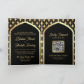 Black Gold Diamonds Arch QR Code Muslim Wedding Invitation | Zazzle