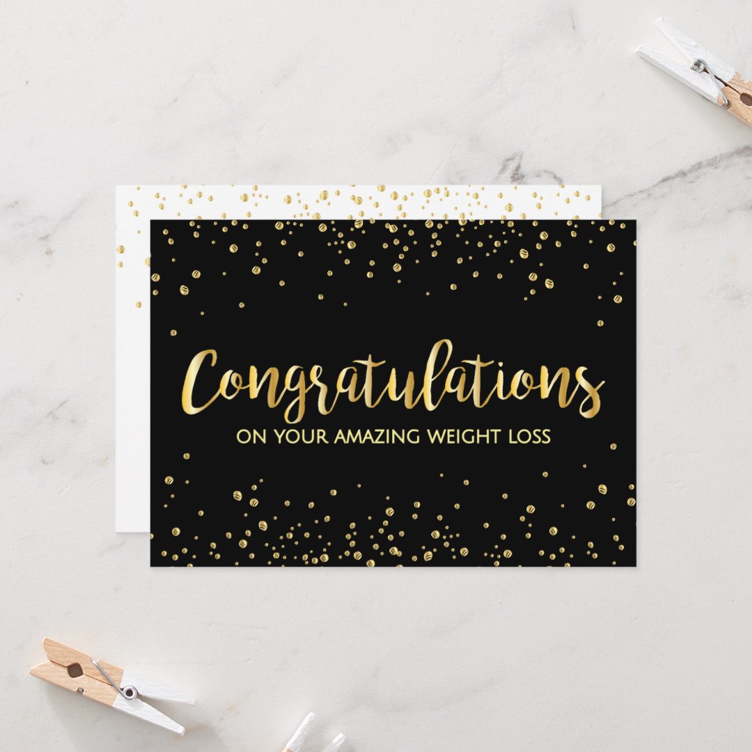 Black Gold Diet Slim Weight Loss Congratulations Card | Zazzle