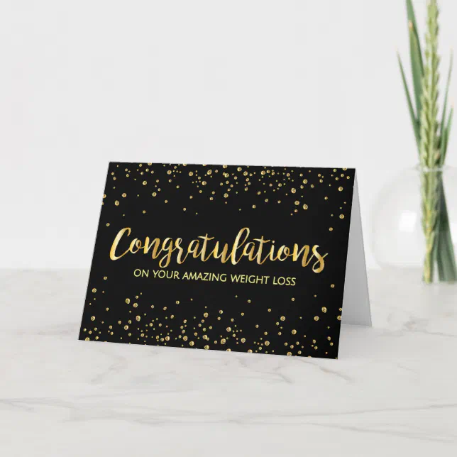 Black Gold Diet Weight Loss Congratulations Quote Card | Zazzle