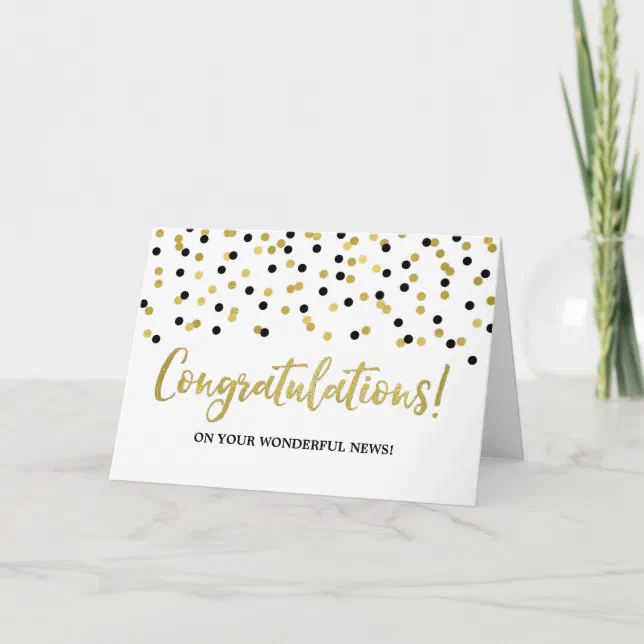 Black Gold Dots Congratulations on Expecting Card | Zazzle