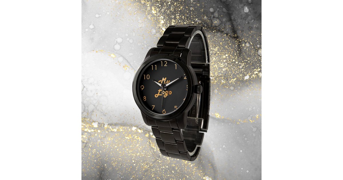 Black gold elegant classic business logo watch | Zazzle