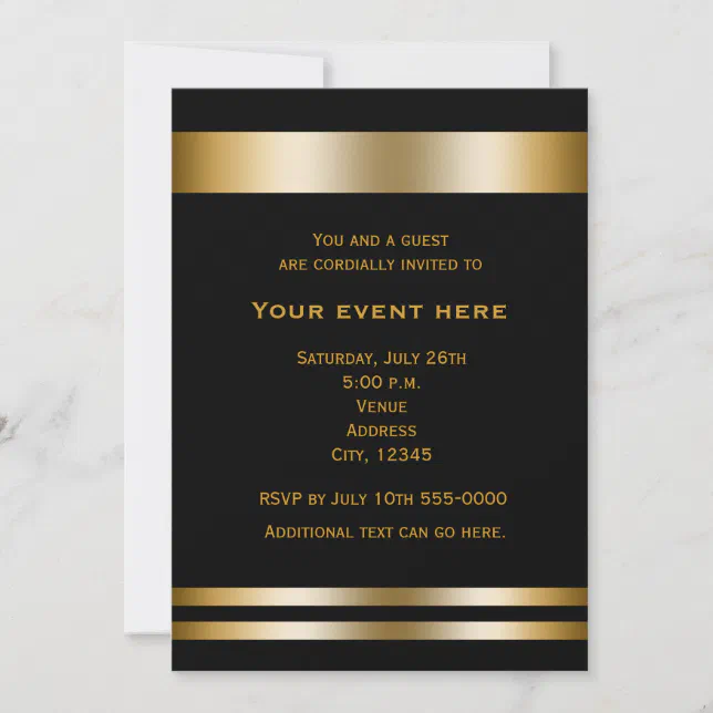 Black & Gold Elegant Dinner Party Event Invitation | Zazzle