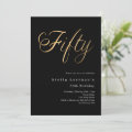 Black gold elegant script 50th birthday invitation | Zazzle
