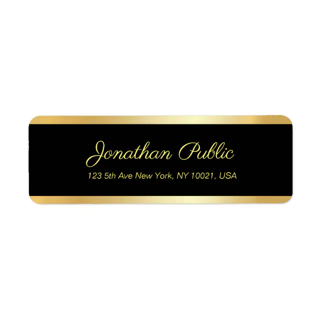 Black Gold Elegant Template Modern Return Address Label | Zazzle