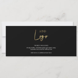 Black & Gold Event Ticket Business Logo Admit One Invitation | Zazzle