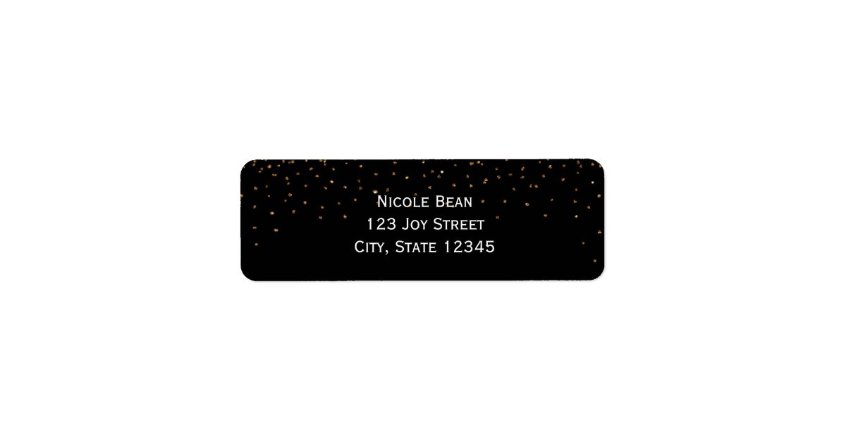 Black & Gold Fine Glitter Party Invitation Labels | Zazzle