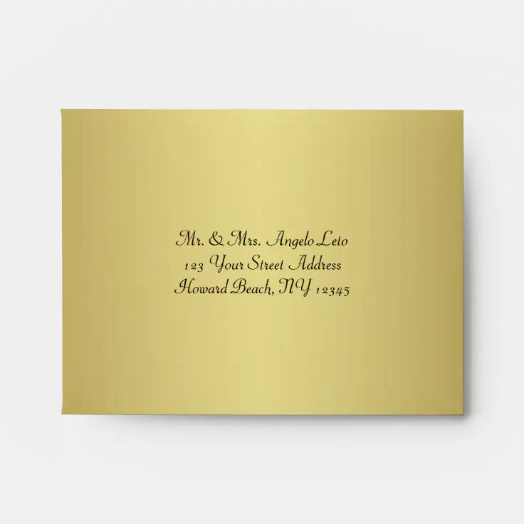 Black, Gold Floral A2 Envelope for RSVP Cards | Zazzle