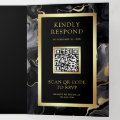 Black Gold Fluid Ink QR Code Wedding Tri-Fold Invitation | Zazzle