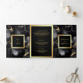 Black Gold Fluid Ink QR Code Wedding Tri-Fold Invitation | Zazzle