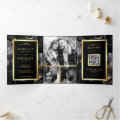 Black Gold Fluid Ink QR Code Wedding Tri-Fold Invitation | Zazzle