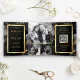 Black Gold Fluid Ink QR Code Wedding Tri-Fold Invitation | Zazzle