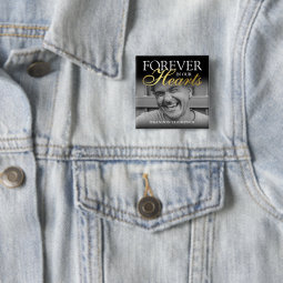 Black Gold Funeral Photo Memorial Button | Zazzle