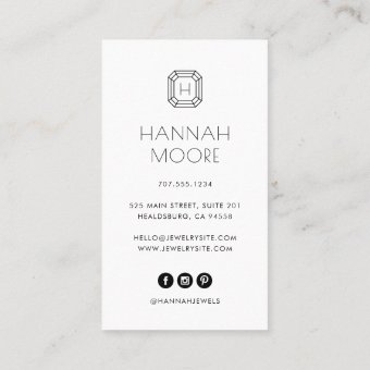 Black & Gold Gem Monogram Logo | Jewelry Business Card | Zazzle