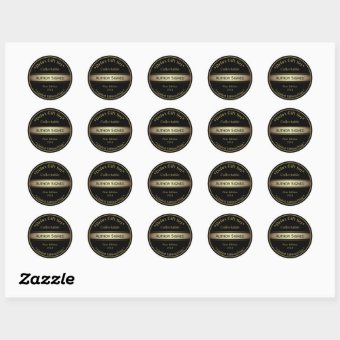 Black Gold Glam Signed Classic Round Sticker | Zazzle