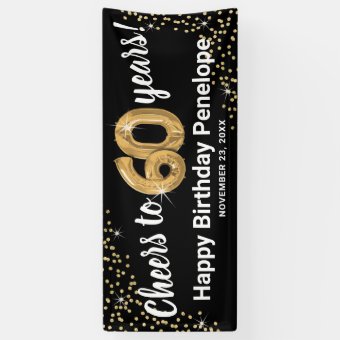 Black Gold Glitter 60th Birthday Banner | Zazzle