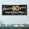 Black Gold Glitter 80th Birthday Banner | Zazzle