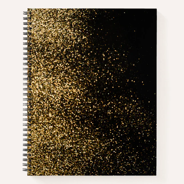 Black Gold Glitter Cute Modern Girls Notebook | Zazzle