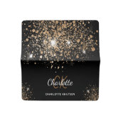Black gold glitter dust monogram name glitter checkbook cover | Zazzle