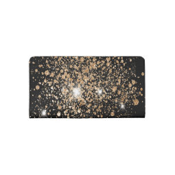 Black gold glitter dust monogram name glitter checkbook cover | Zazzle