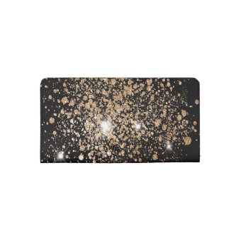 Black gold glitter dust monogram name glitter checkbook cover | Zazzle
