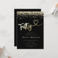Black Gold Glitter Fifty Script 50th Invitation | Zazzle