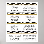 Black Gold Glitter Graduation Candy Bar Signs | Zazzle