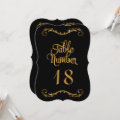 Black Gold Glitter Script Typography Table Numbers | Zazzle