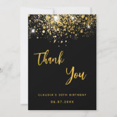 Black gold glitter thank you card | Zazzle