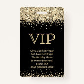 Black & Gold Glitter | VIP Birthday Invitation Badge | Zazzle
