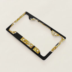 Black & Gold Glitter VIP License Plate Frame | Zazzle