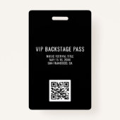 Black Gold Glitter VIP Pass with QR Code ID Badge | Zazzle