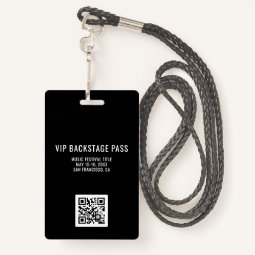 Black Gold Glitter VIP Pass with QR Code ID Badge | Zazzle