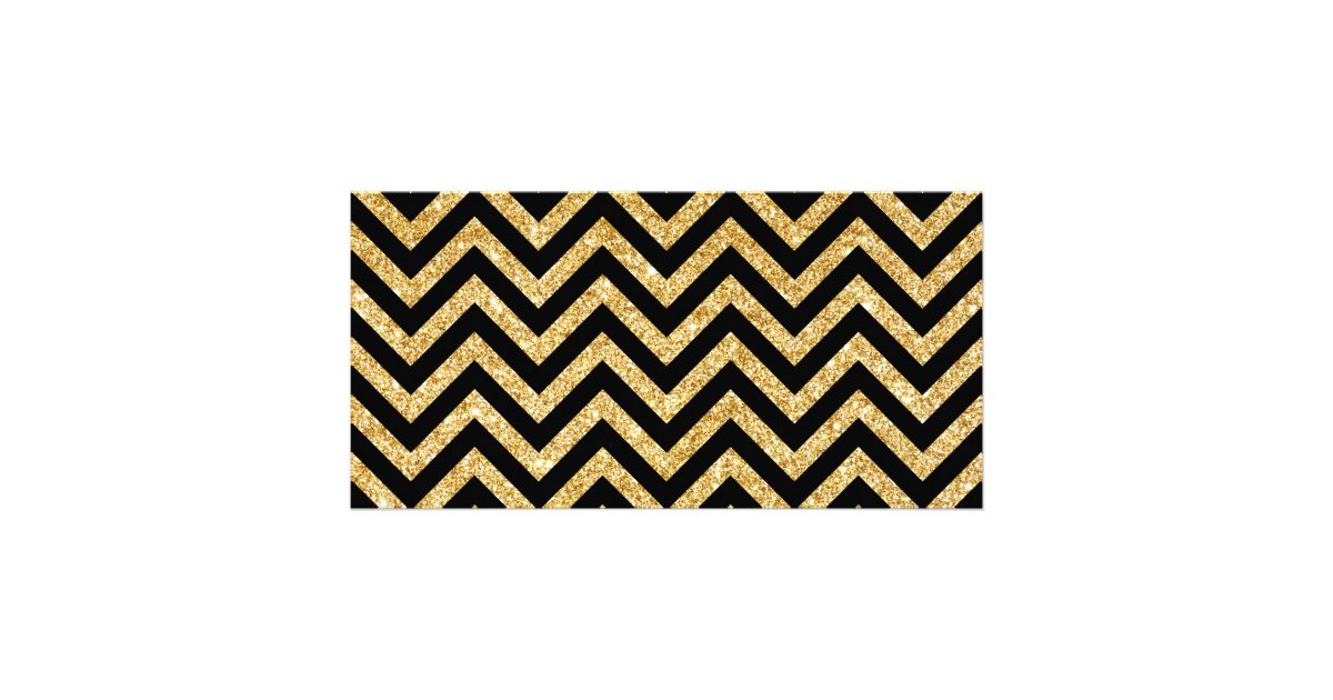 Black Gold Glitter Zigzag Stripes Chevron Pattern Card | Zazzle