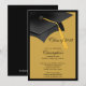 Black Gold Grad Cap Graduation Party Invitation | Zazzle